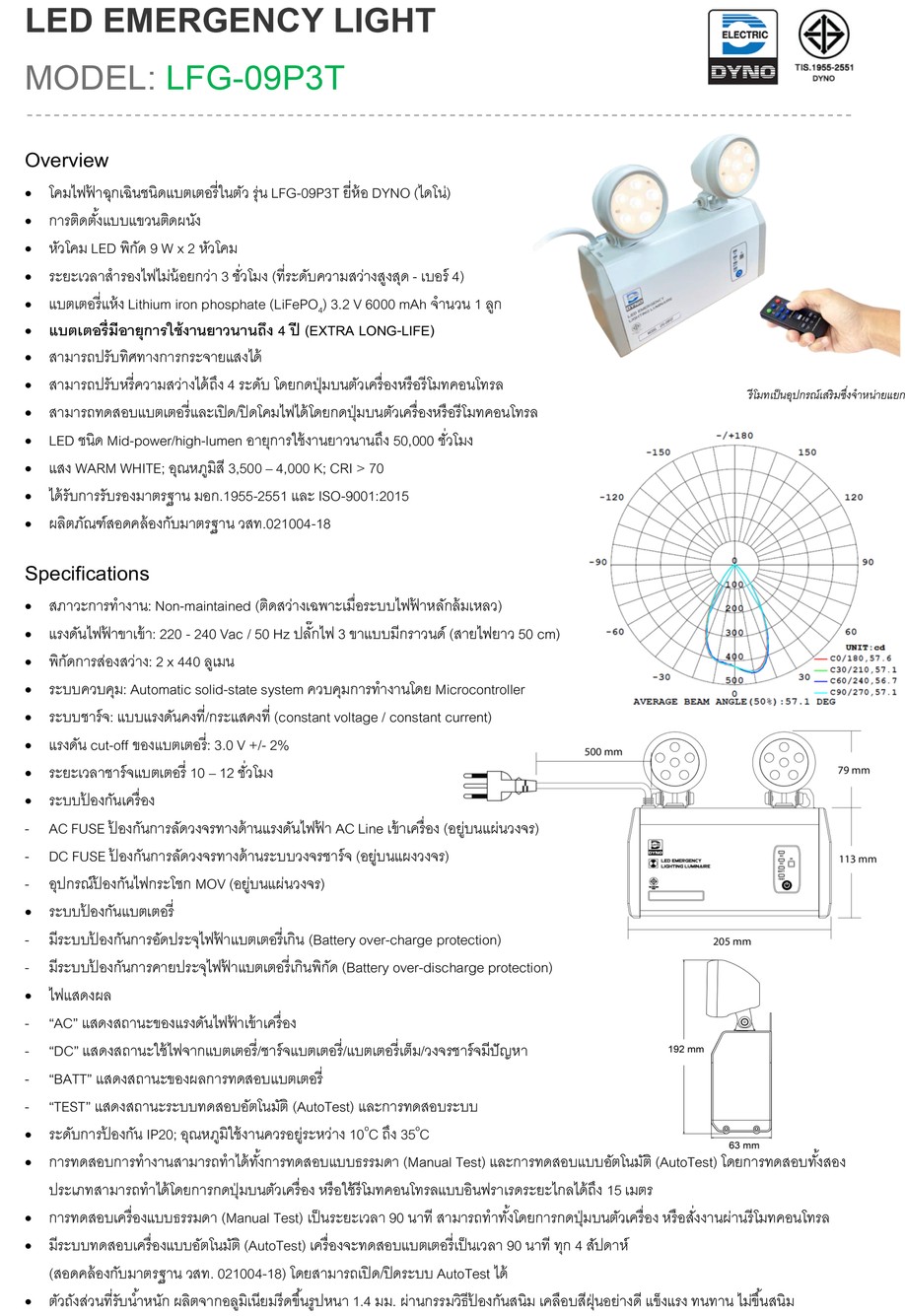 ไฟฉุกเฉินไดโน่ DYNO EMERGENCY LIGHT ECP-2T รุ่น LFG-09P3T www.ไฟฉุกเฉิน ...