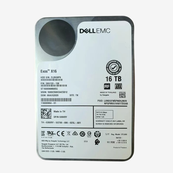 HDD 16TB seagate exos x16 SATA 7200 3.5inch Harddisk DELL 39XRY ...