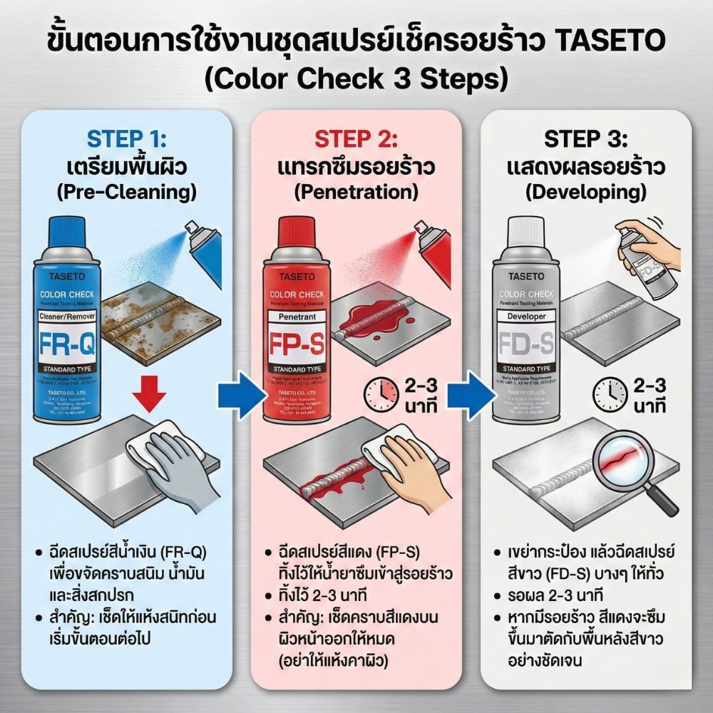 สเปรย์เช็ครอยร้าว TASETO (Developer FD-S) สีขาว น้ำยาตรวจสอบแนวเชื่อม ...