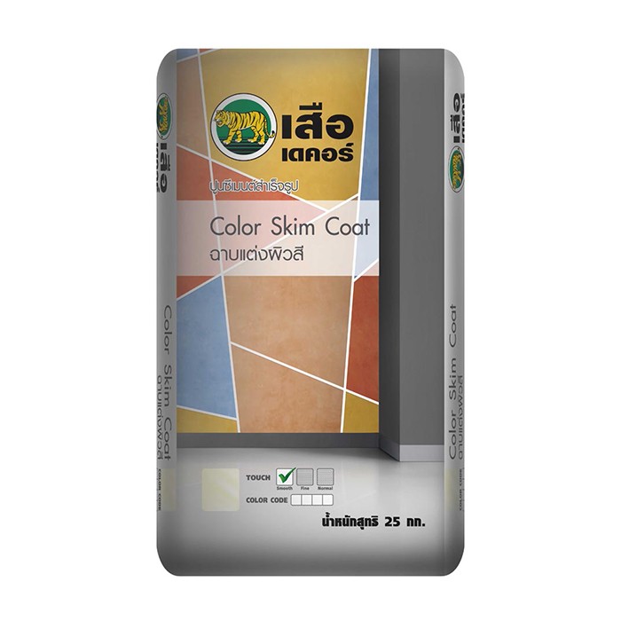 เสือ เดคอร์ ปูนซีเมนต์สำเร็จรูป Color Skim Coat (ฉาบแต่งผิวสี) สีขาว WH01