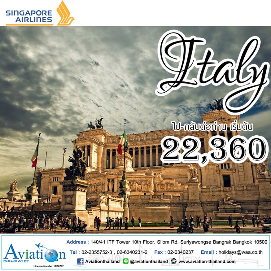 Singapore Airlines Bangkok - Italy - Bangkok