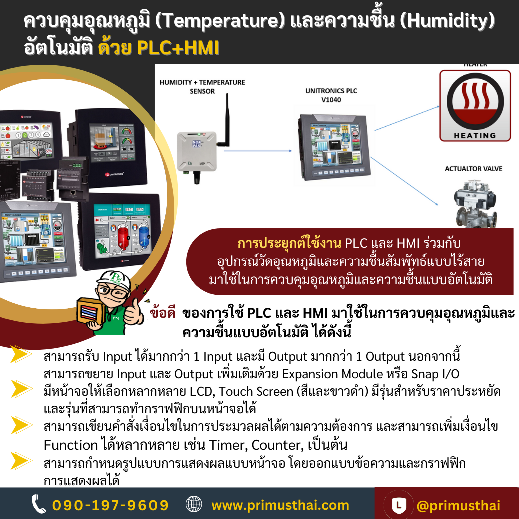 ควบคุมอุณหภูมิ (Temperature) และความชื้น (Humidity) อัตโนมัติด้วย PLC+HMI