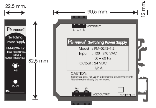 SINGLE PHASE SWITCHING POWER SUPPLY 24VDC/1.2A/30W แรงดันอินพุท 90-264 ...