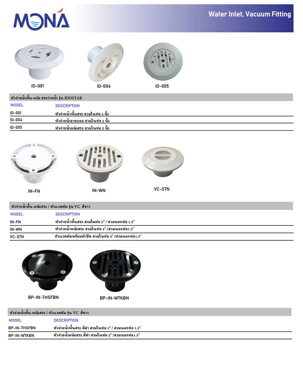 อุปกรณ์ฟิตติ้งภายในสระ
