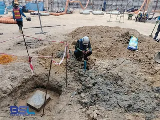 Parallel Seismic - ทดสอบความความยาวของเสาเข็ม / โครงสร้างฐานรากเดิม