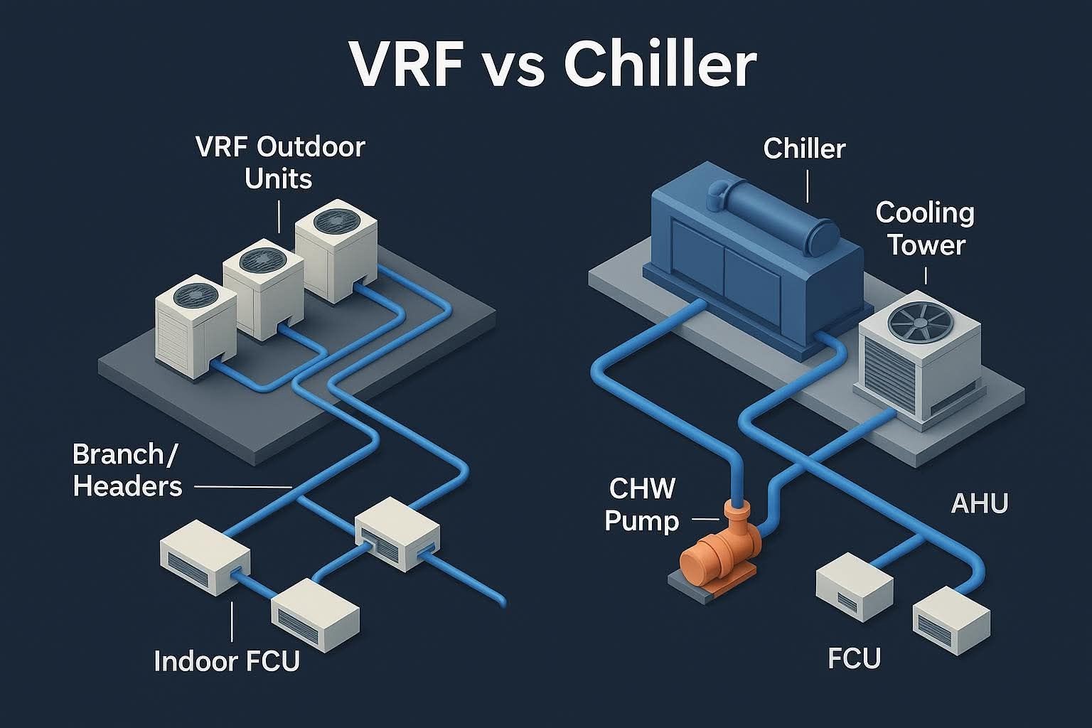 Key Technical Differences: VRF vs Chiller