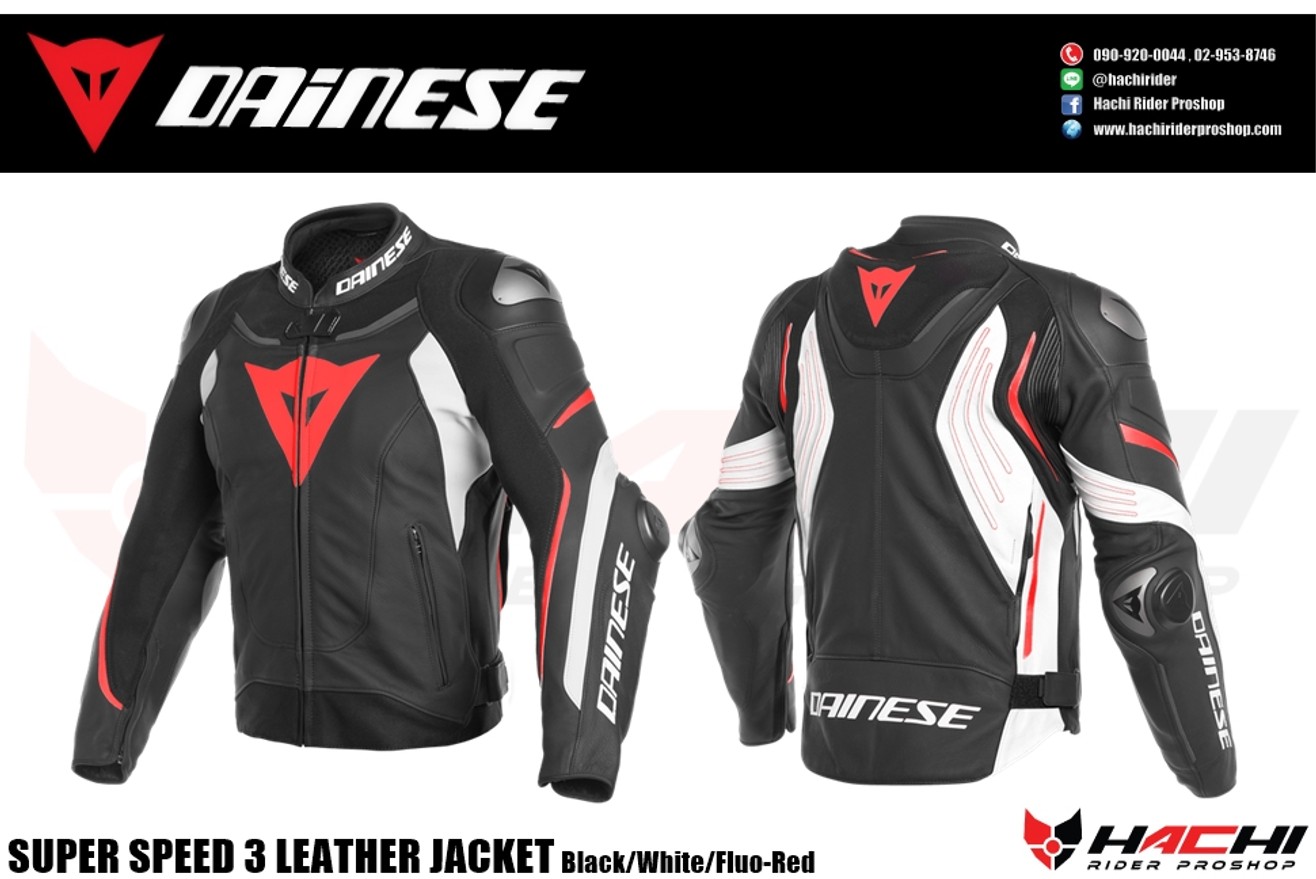 Dainese: Super Speed 3 Leather Jacket - Black/White/Fluo-Red