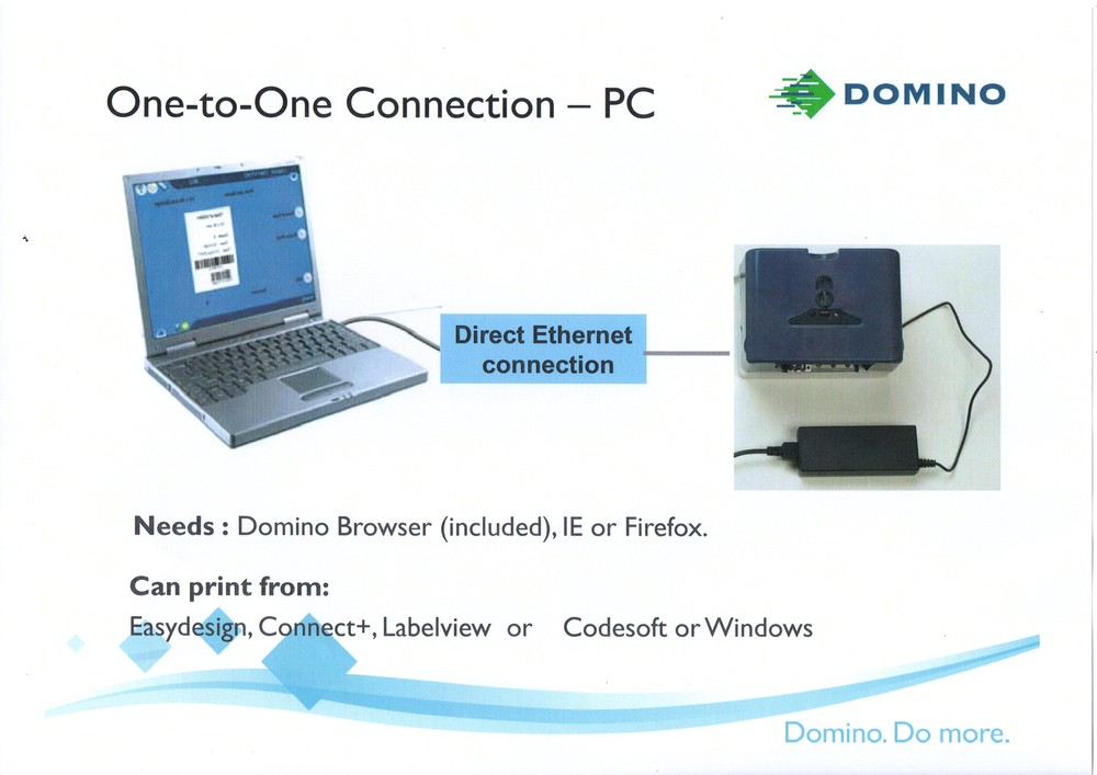 เครื่องพิมพ์วันที่ Domino V120i ใช้ร่วมกับเครื่องติดฉลาก