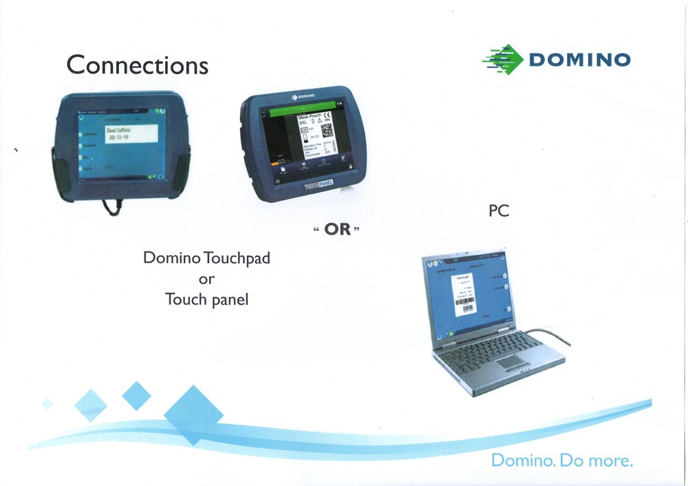 เครื่องพิมพ์วันที่ Domino V120i ใช้ร่วมกับเครื่องติดฉลาก
