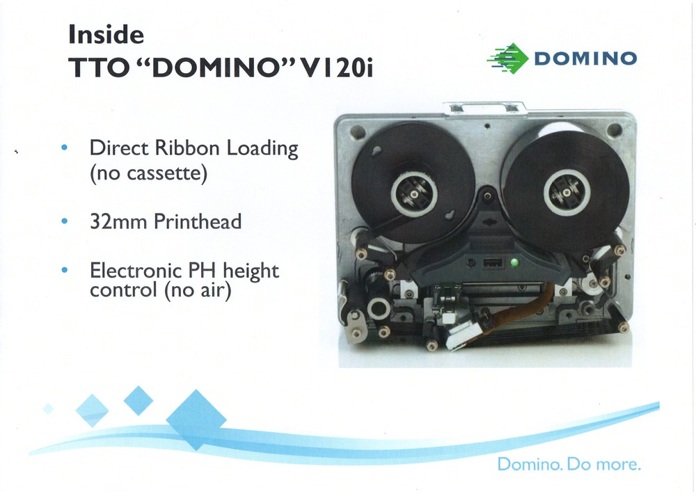เครื่องพิมพ์วันที่ Domino V120i ใช้ร่วมกับเครื่องติดฉลาก