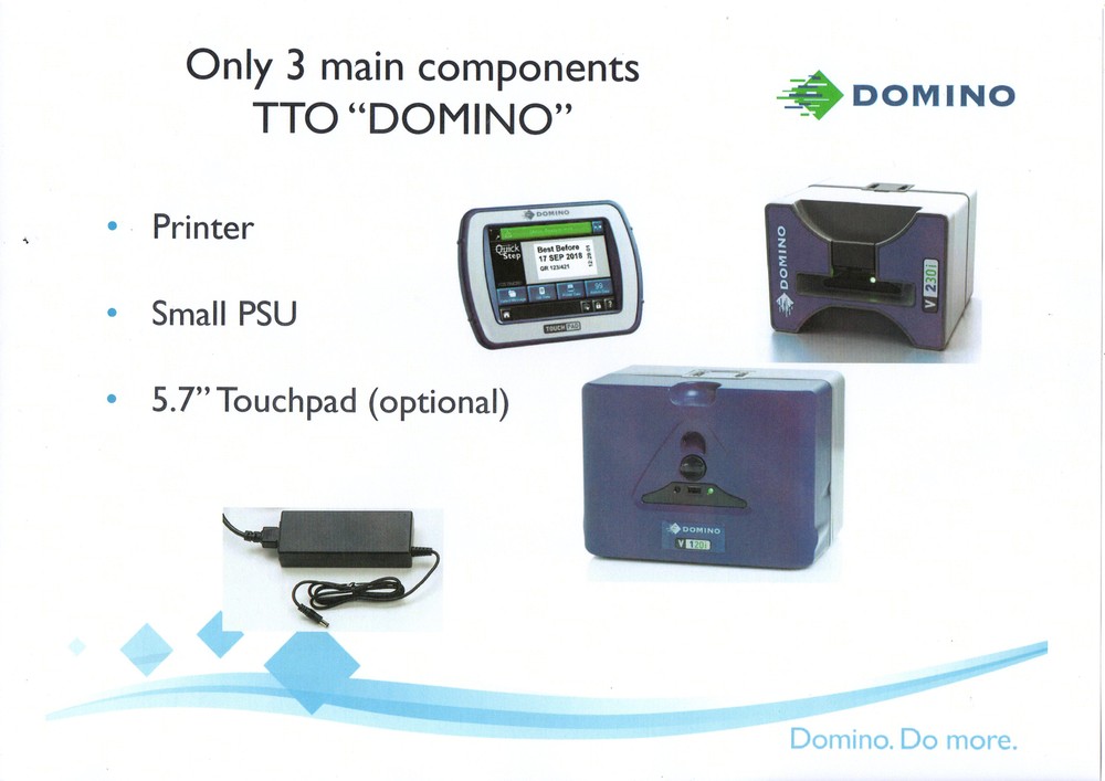 เครื่องพิมพ์วันที่ Domino V120i ใช้ร่วมกับเครื่องติดฉลาก