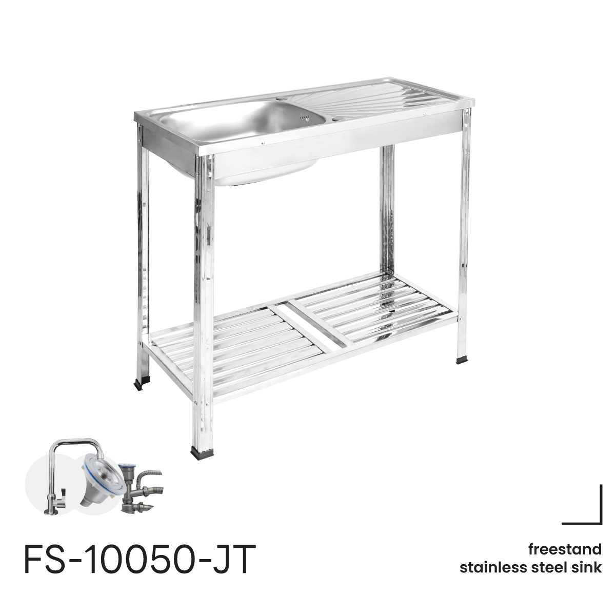 อ่างล้างจาน 1 หลุม มีที่พักจาน แบบขาตั้ง(ขาฉาก) รุ่น FS-10050-JT