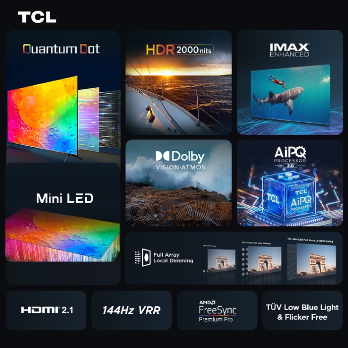 TCL 65 นิ้ว รุ่น 65C845 Mini LED All-Round TV Google TV