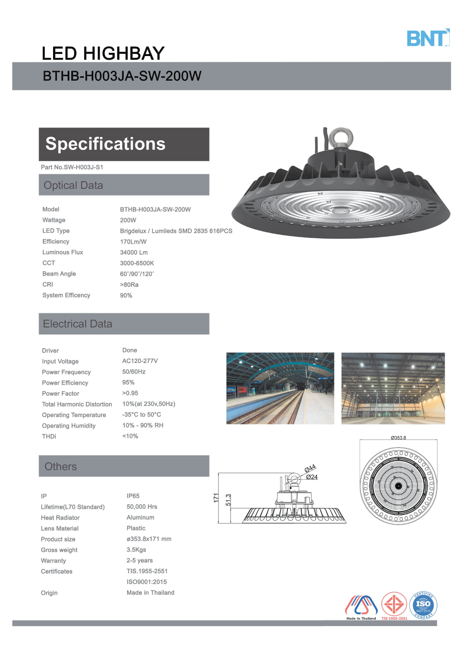 LED HIGH BAY 200W (H003JA-SW Series)