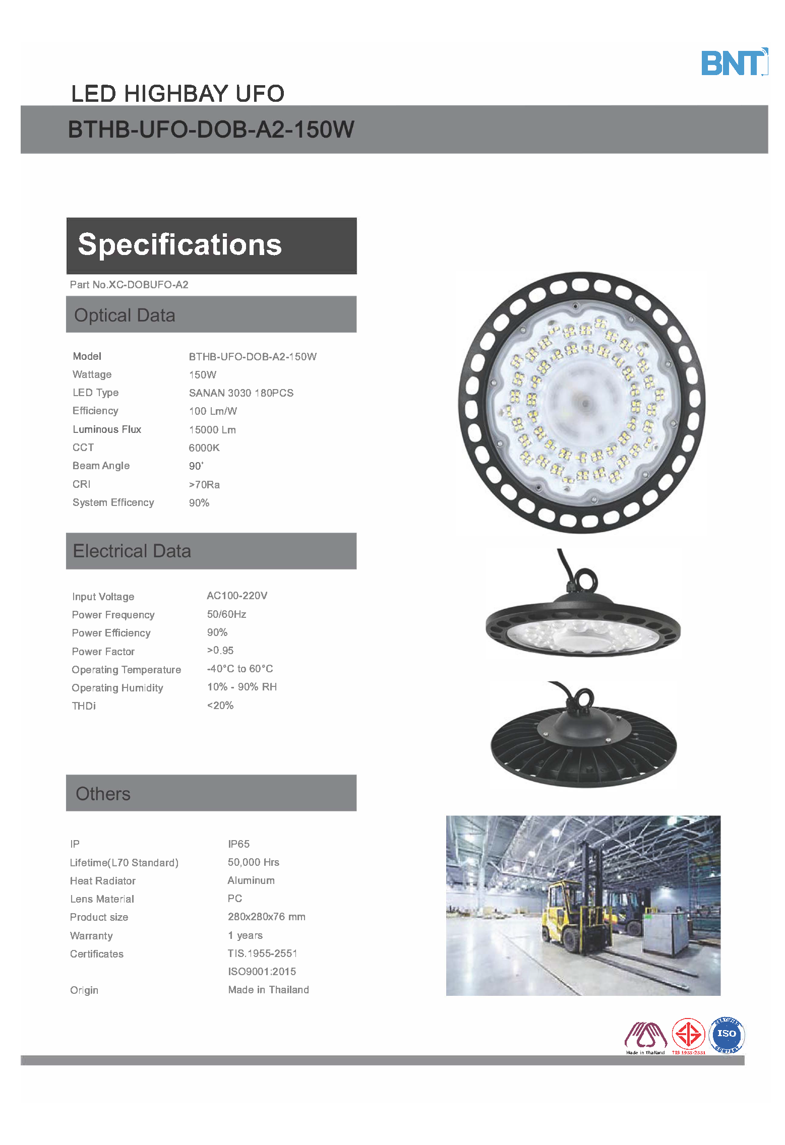 High Bay Lamp 150W ( UFO-DOB-A2 Series )