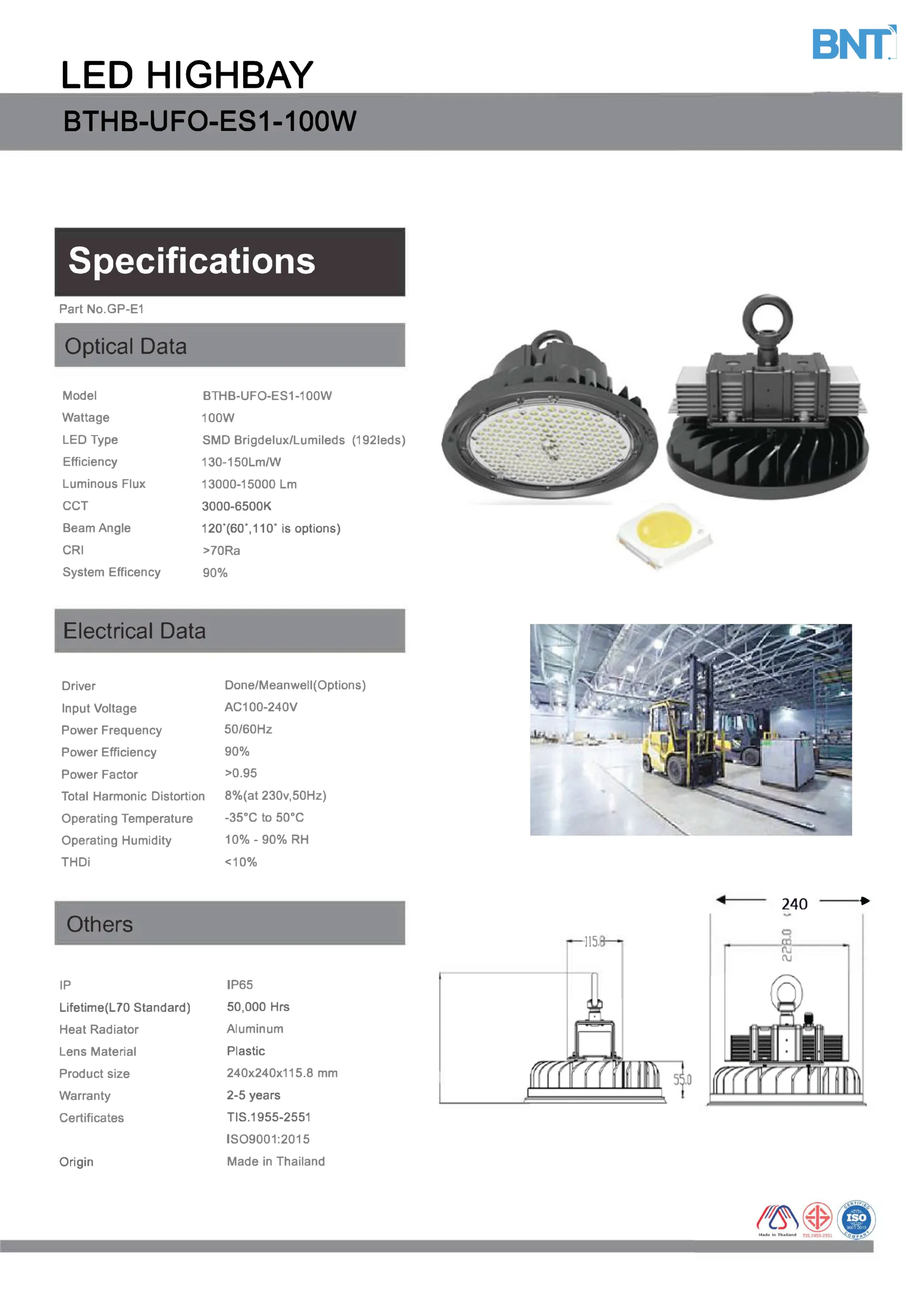 HIGHBAY LED UFO 100W