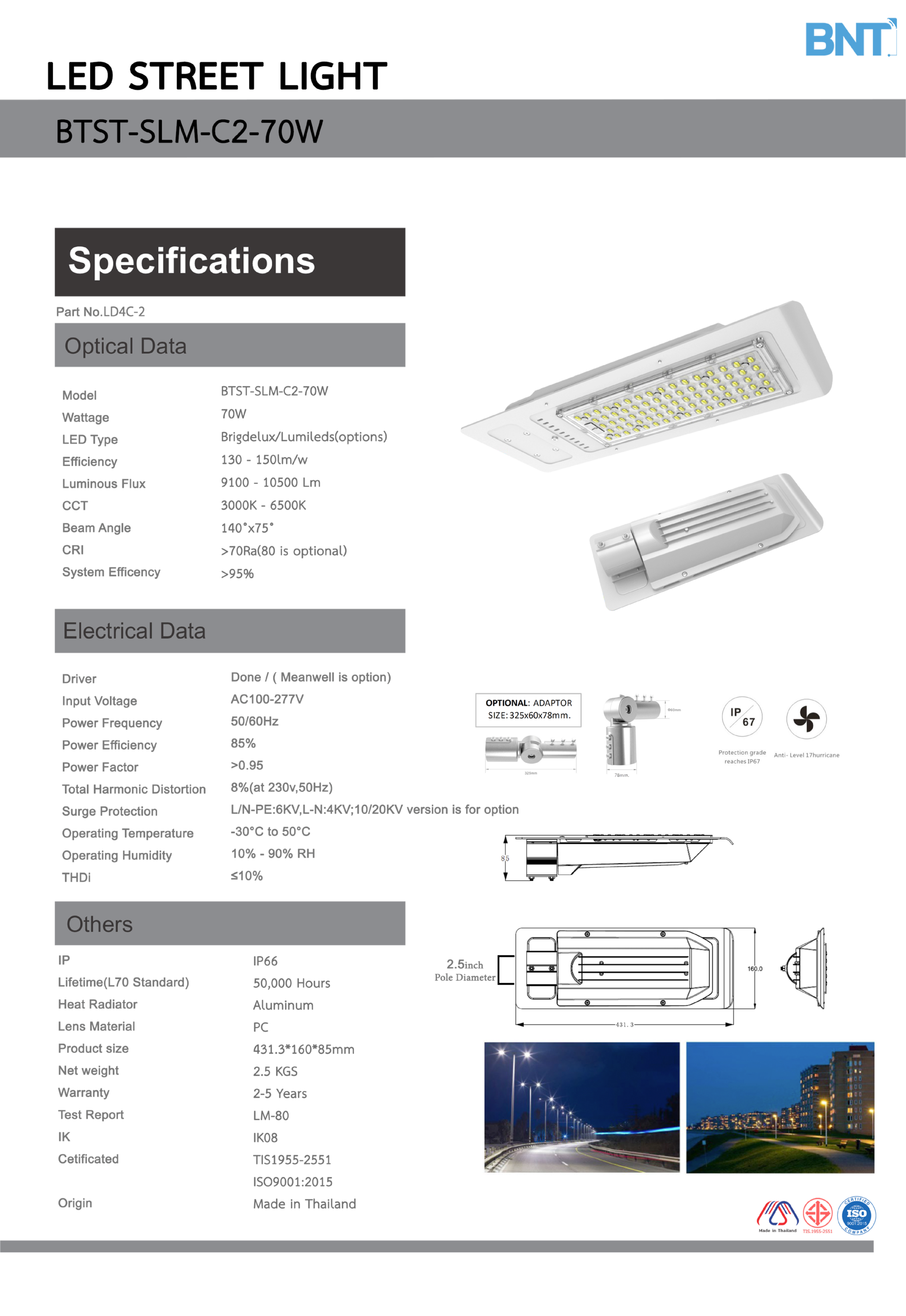 LED STREET LIGHT 70W ( SLM-C Series )