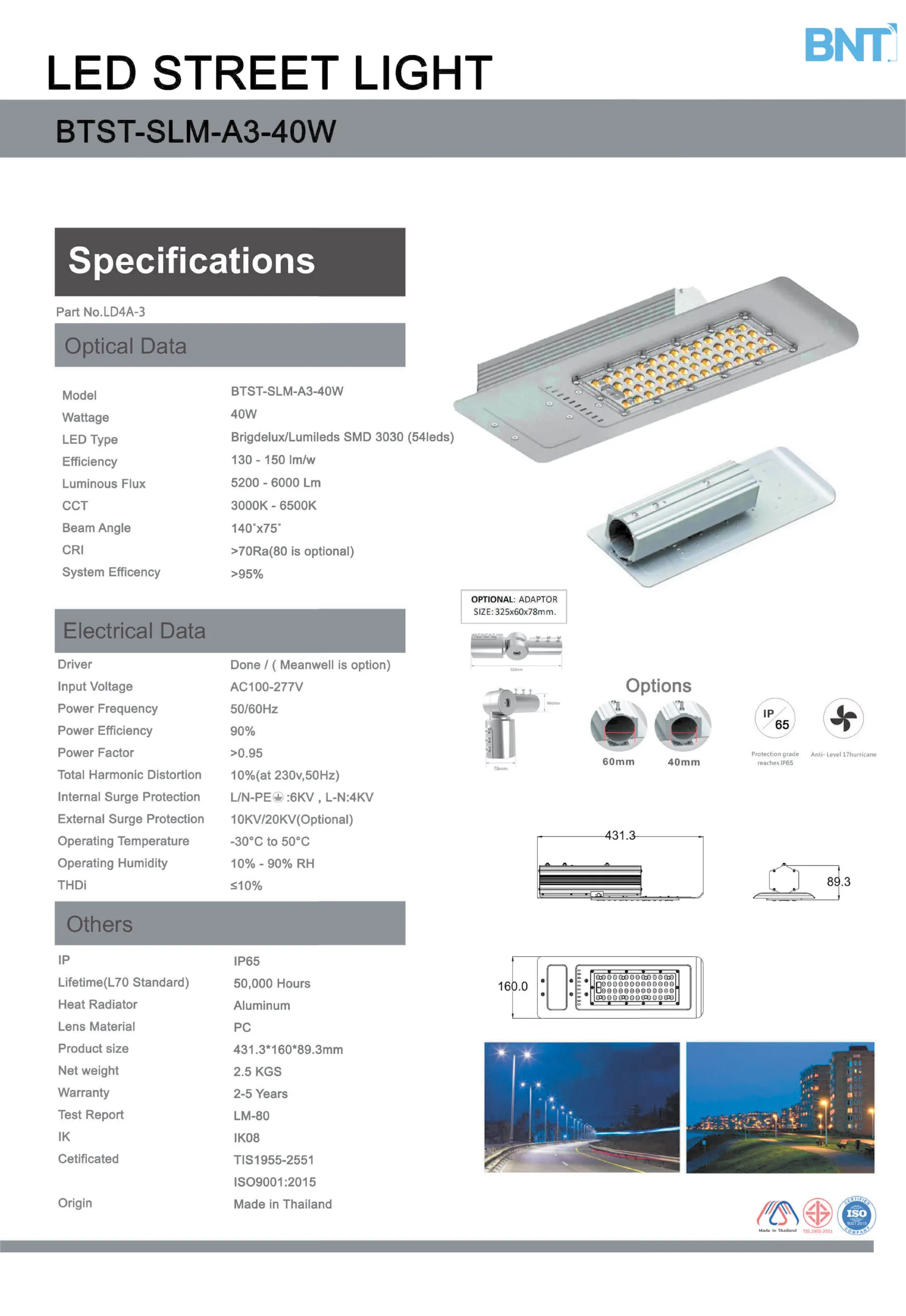 LED STREET LIGHT 40W ( SLM-A Series )