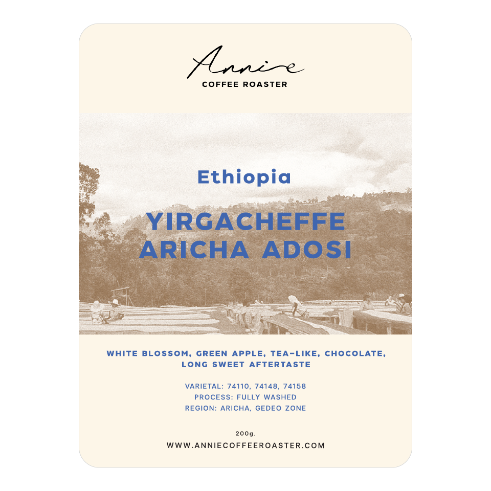 Ethiopia Yirgacheffe Aricha Adorsi, Fully Washed Process, Light Roast