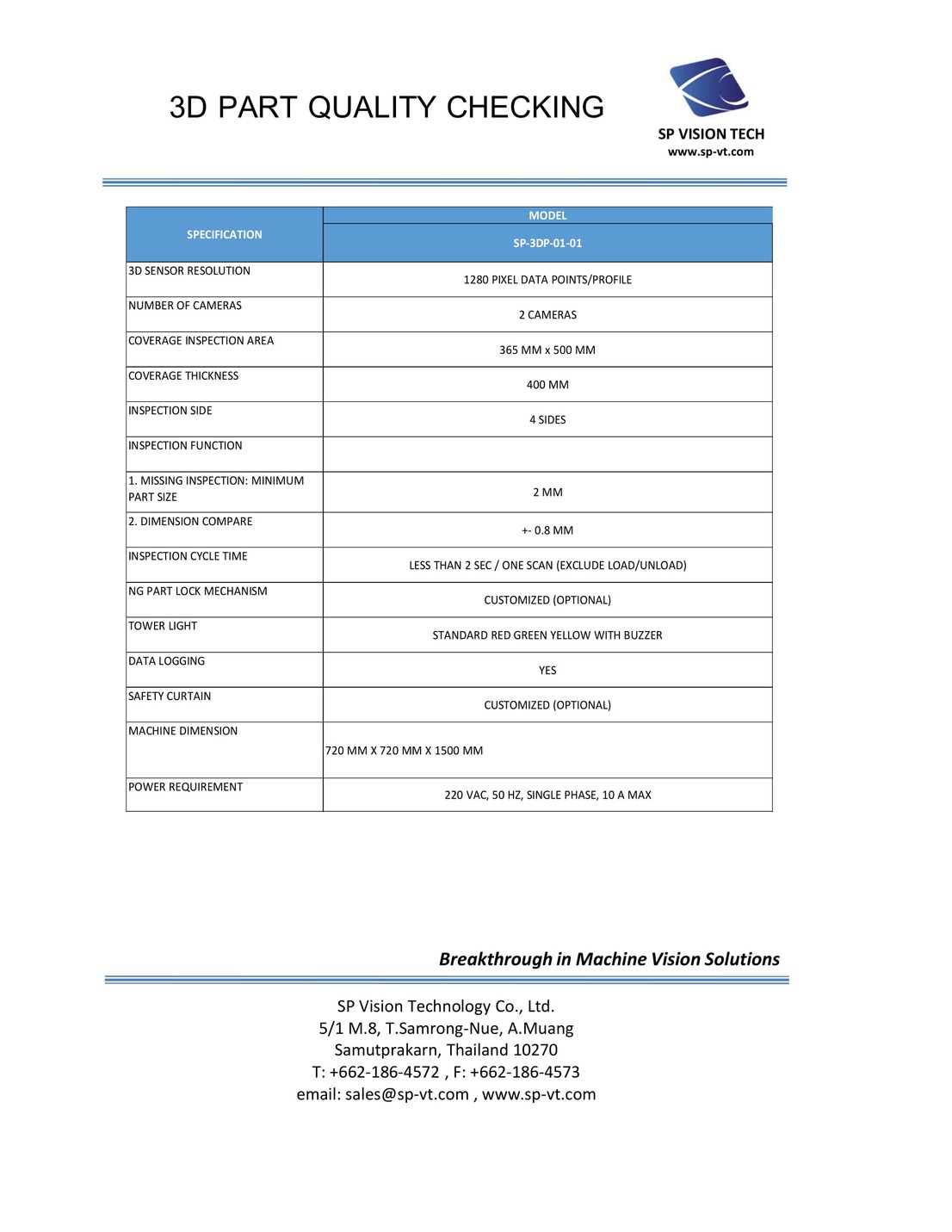 3D Part Inspection Machine