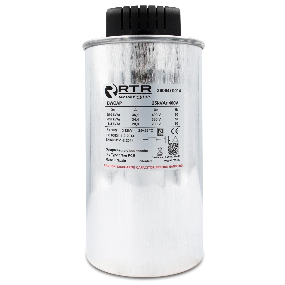 3Ph Capacitors DW 25.0kvar 400V 50Hz.