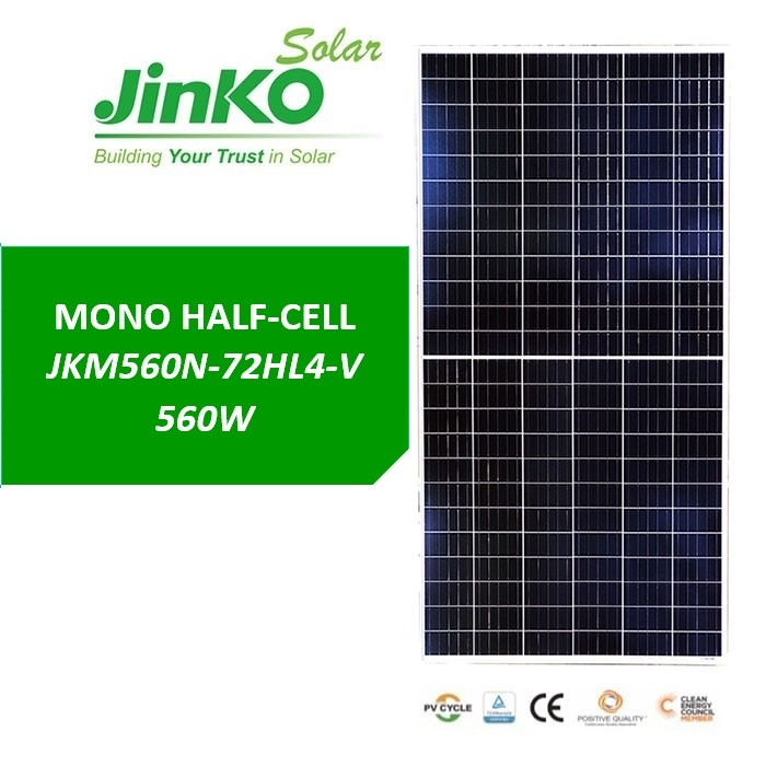 แผงโซล่าเซลล์ Jinko Mono Half cell 560w