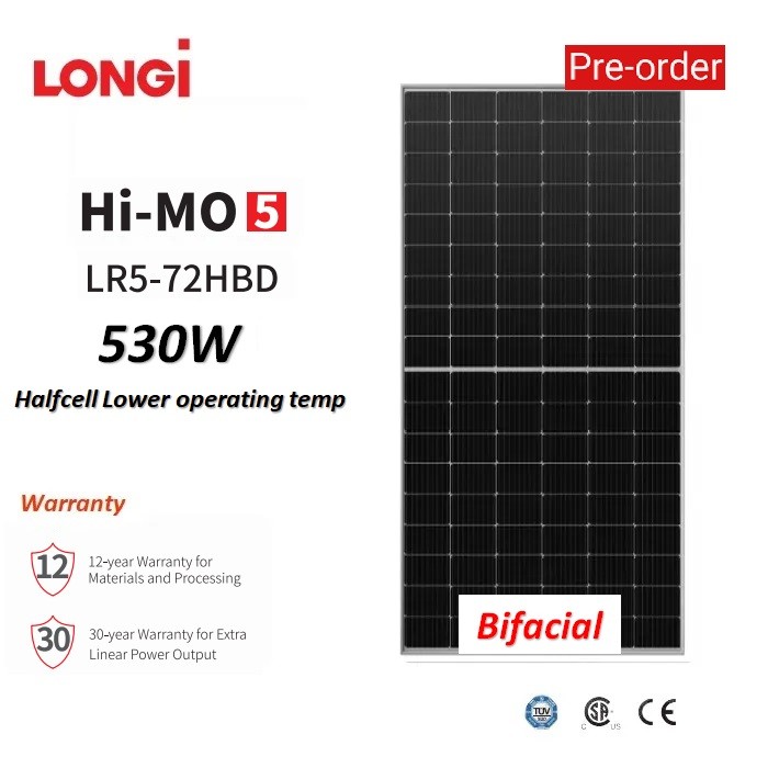 Longi Bifiacial Mono Half-cell Perc Module 530w