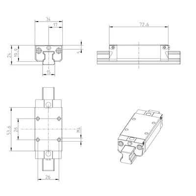 BALL RUNNER BLOCK CARBON STEEL KWD-015-SLS-C0-H-1 R162319320