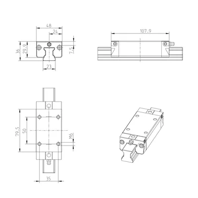 BALL RUNNER BLOCK CARBON STEEL KWD-025-SLS-C1-H-1 R16232132Z