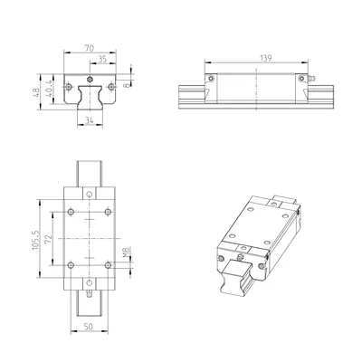BALL RUNNER BLOCK CARBON STEEL KWD-035-SLS-C1-P-1 R162331222