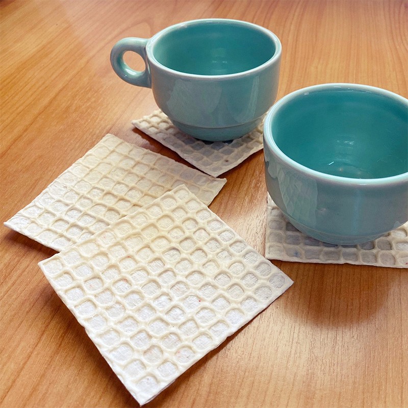 Coaster mulberry paper embossed design จานรองแก้วกระดาษสา