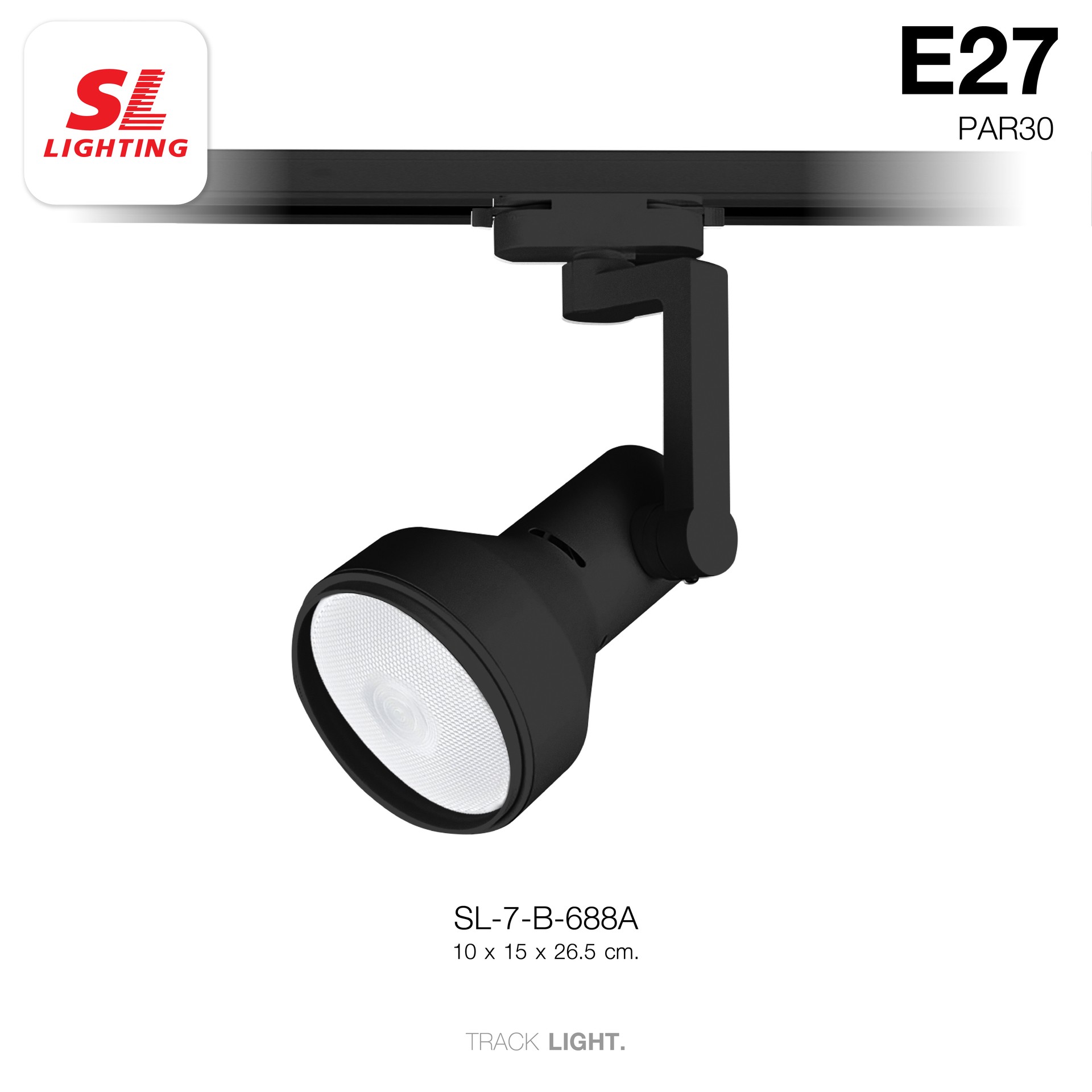 Track Light โคมไฟส่องเฉพาะจุด แบบเข้าราง รุ่น 688A E27 PAR30 ปรับหมุนได้ 180 องศา