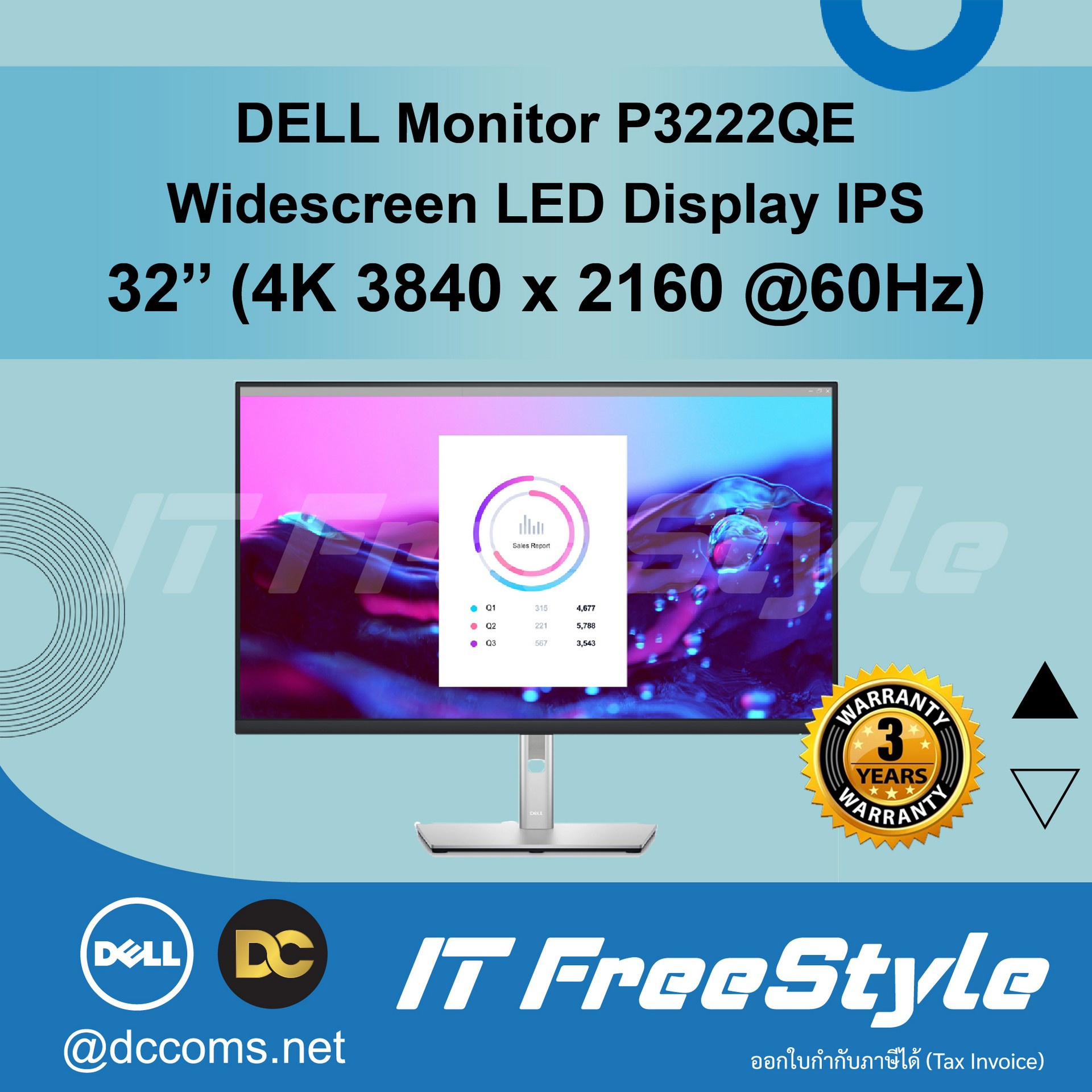 DELL Moniter P3222QE Widescreen LED Display IPS 32