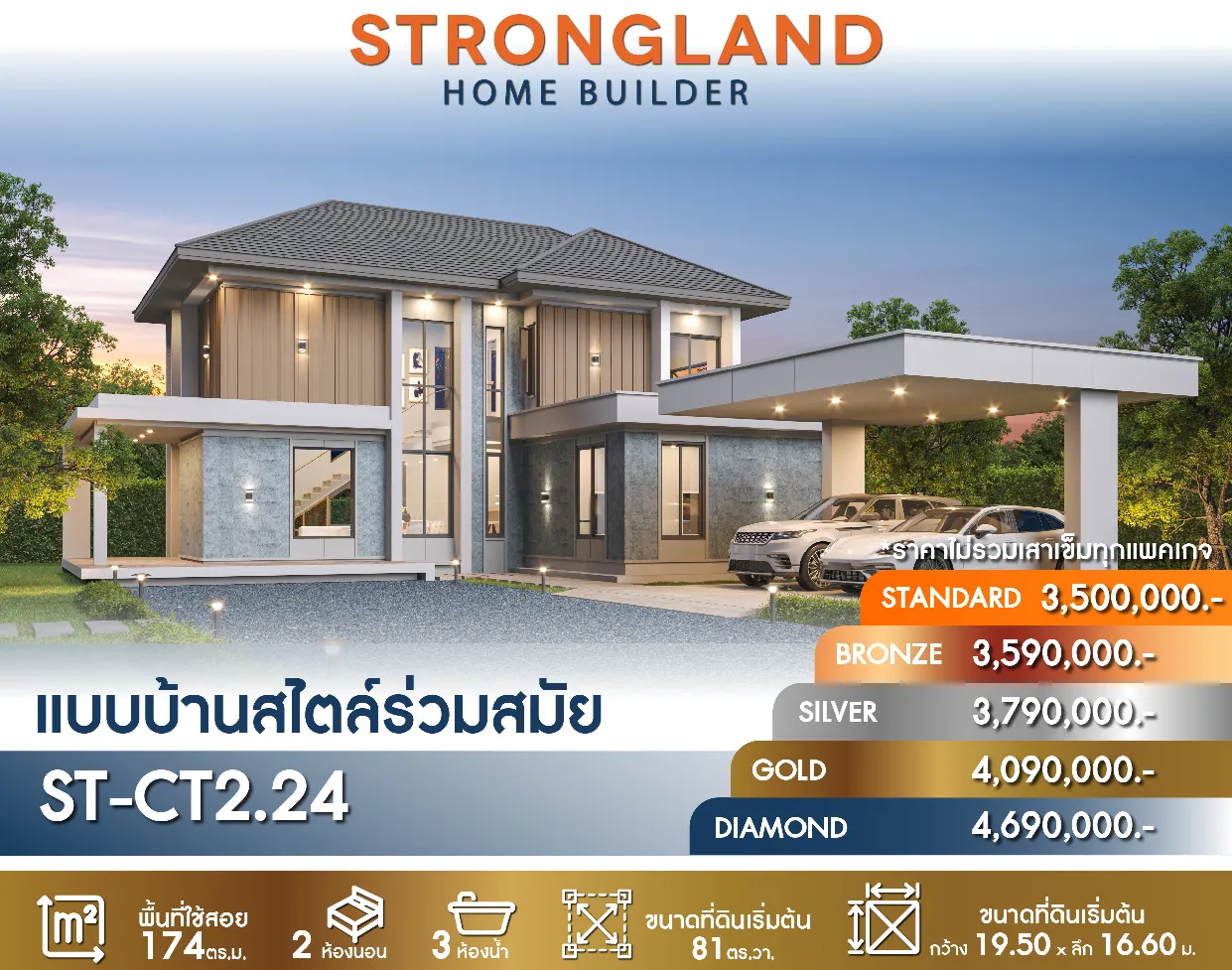 แบบบ้านสไตล์โมเดิร์น ST-CT2.24