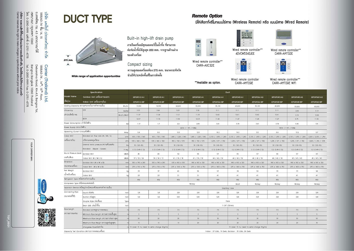 แอร์ต่อท่อลม TGV (Inverter , R32)