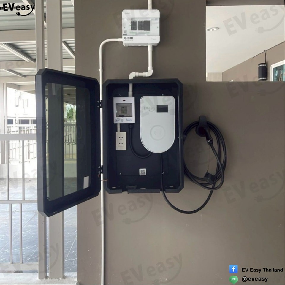 งานติดตั้งเครื่องชาร์จ EV Easy รุ่น U + ตู้เก็บ