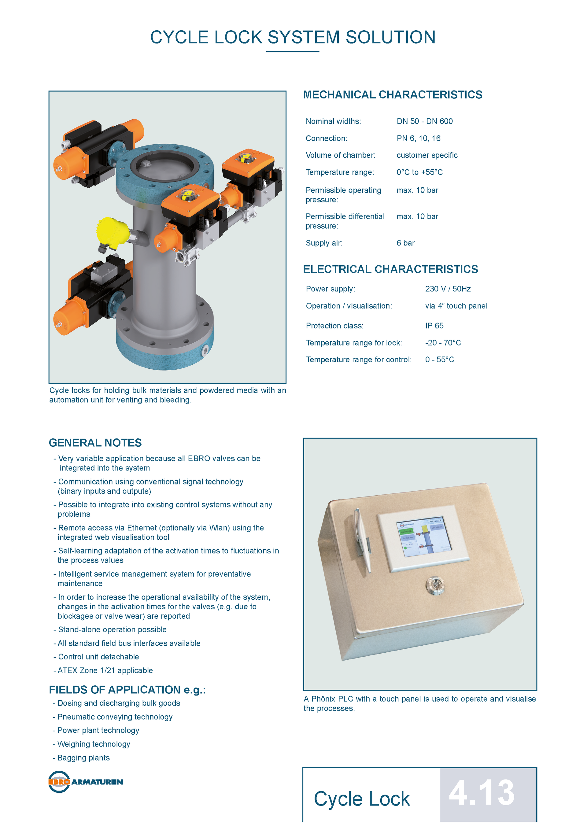 Cycle Lock EBRO ARMATUREN CONTAINER VALVE SPECIAL APPLICATIONS