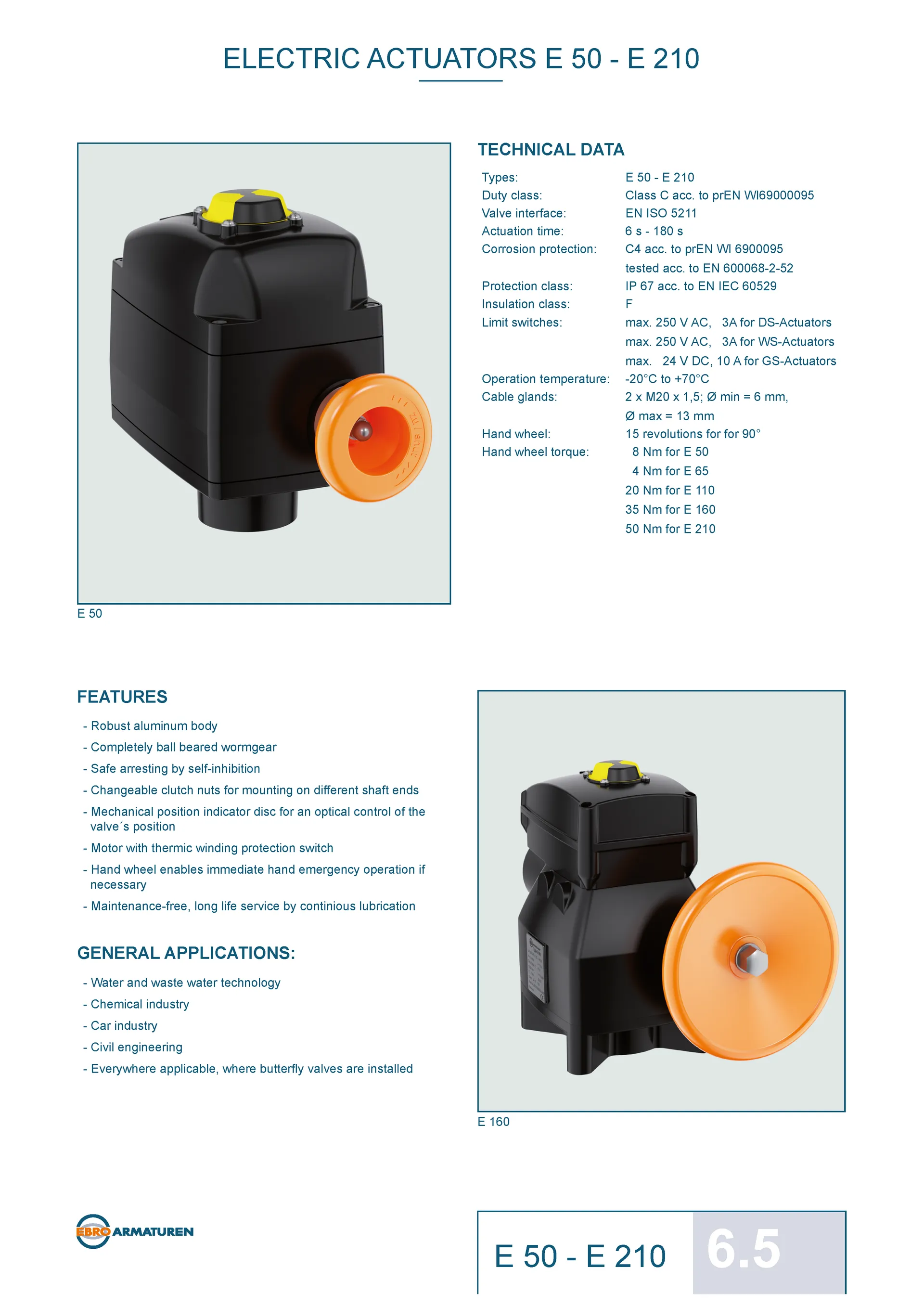 E50-E210 EBRO ARMATUREN Electric Actuator