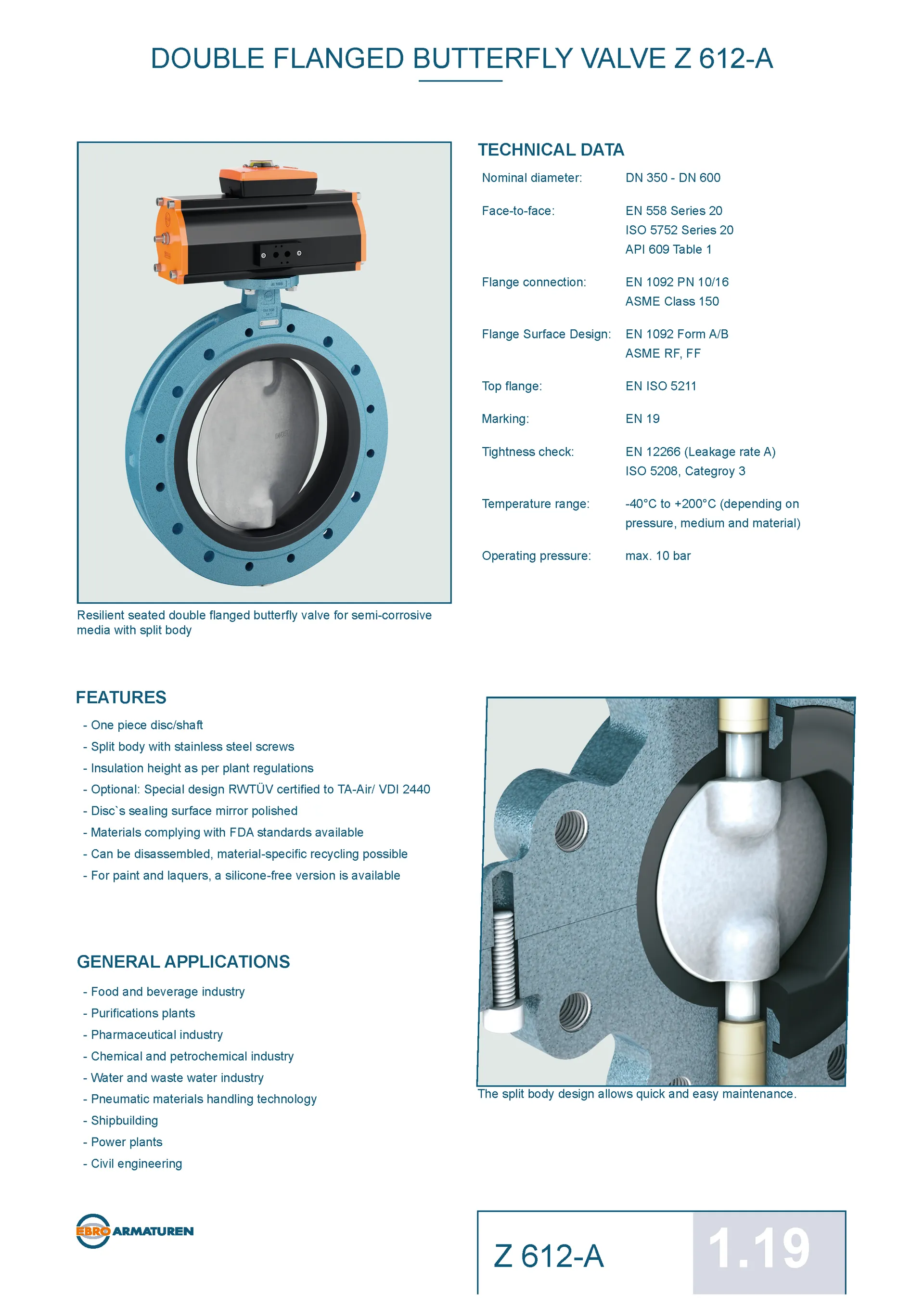 F012-A EBRO ARMATUREN Gas BUTTERFLY VALVE
