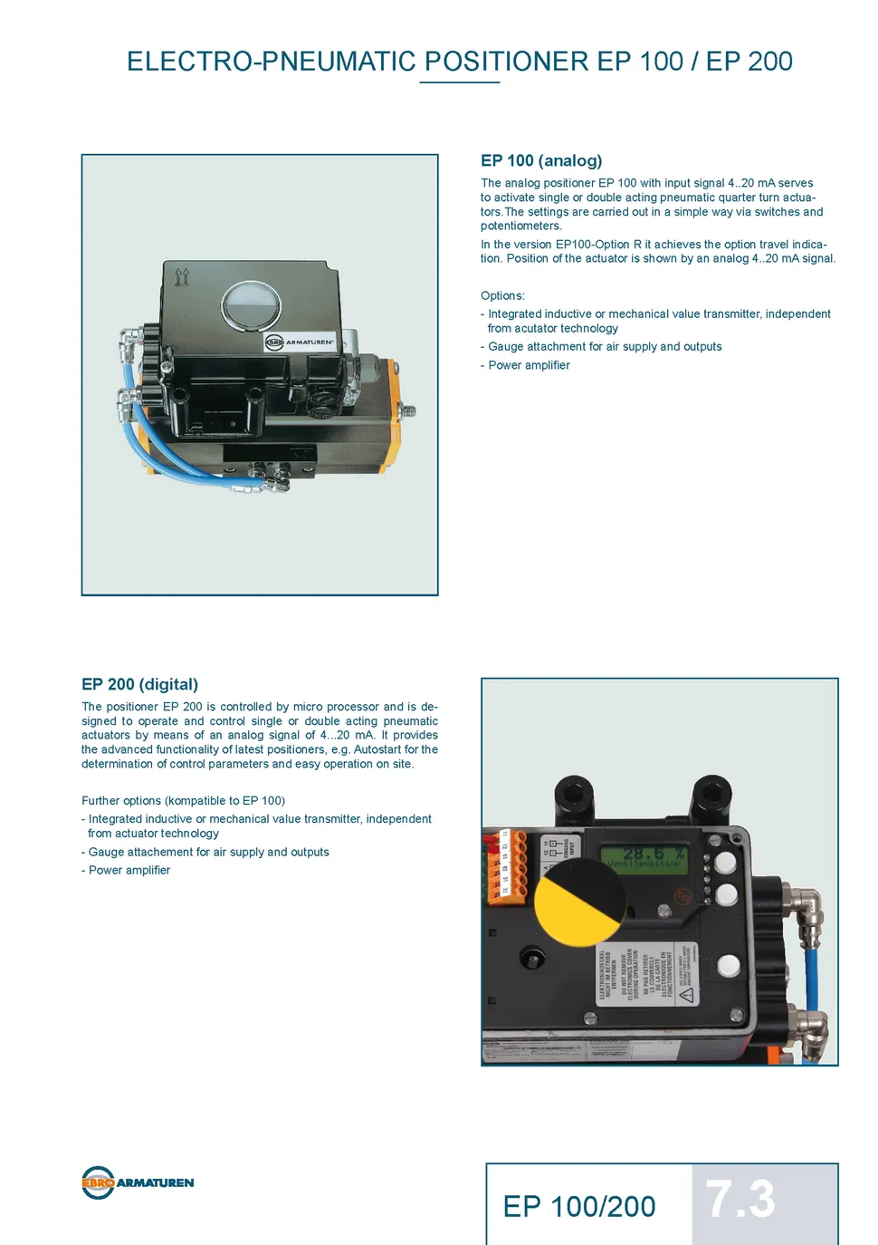 EP-200 EBRO ARMATUREN Digital Positioner Control Elements
