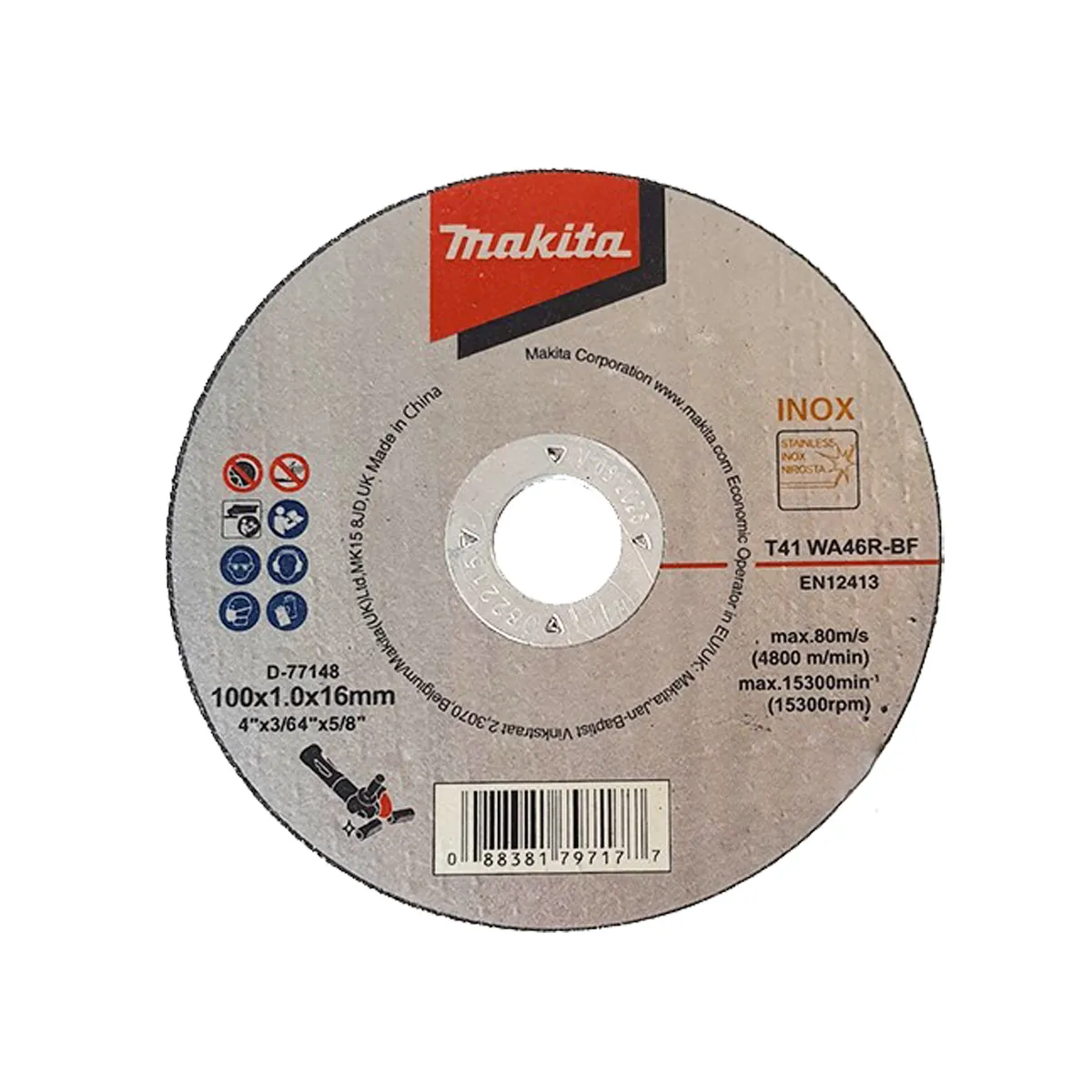 แผ่นตัดบาง 4" 100 x 1.0 x 16 mm. MAKITA รุ่น D-77148