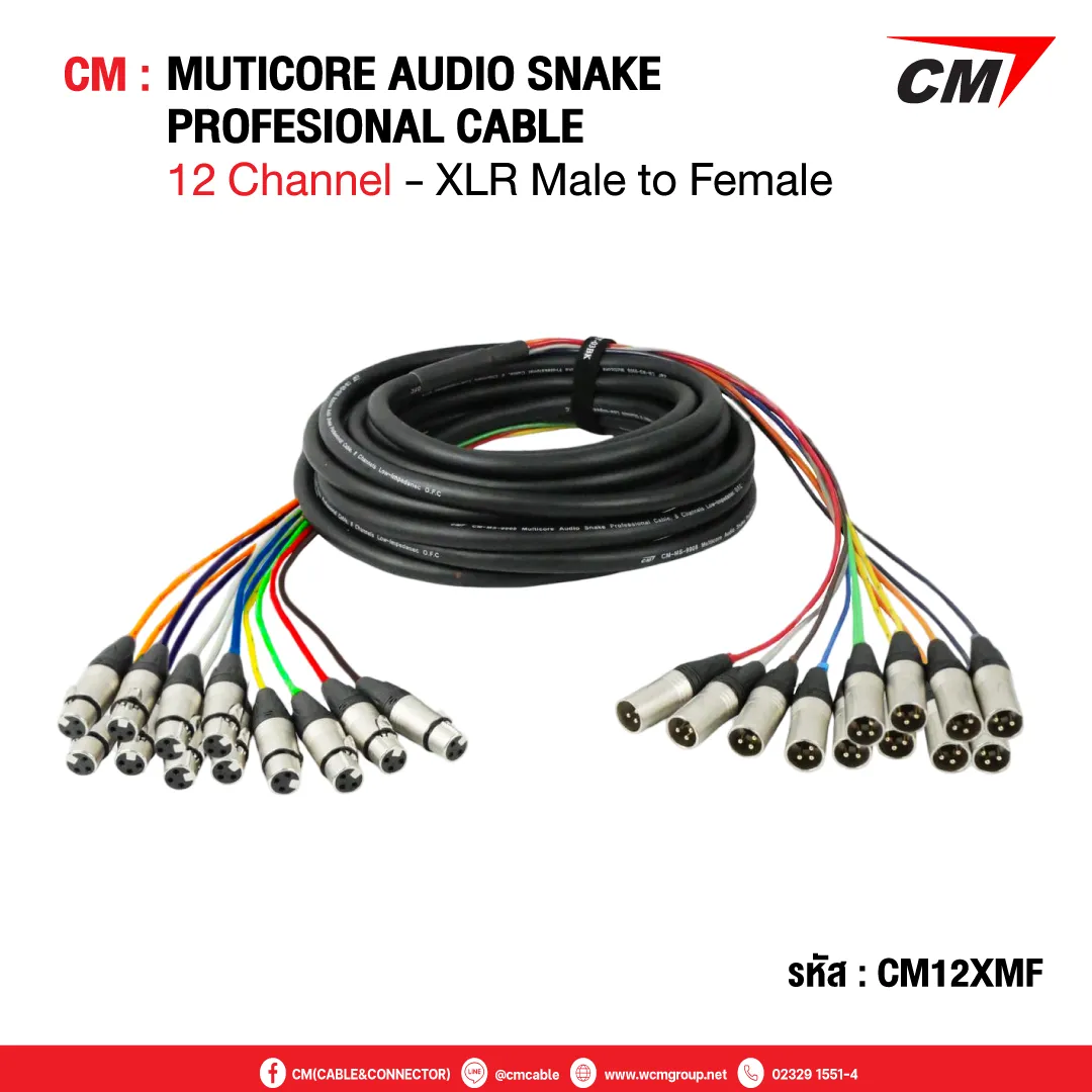 CM : Multicore Audio Snake Professional Cable, 12 Channel - XLR Male to ...