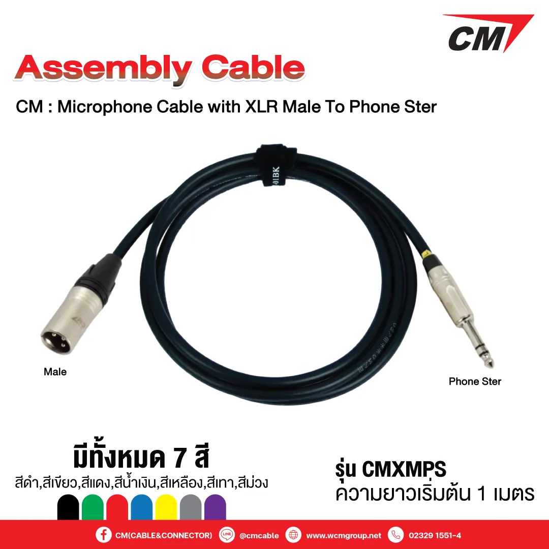 CM : Microphone Cable with XLR Male to Phone Ster