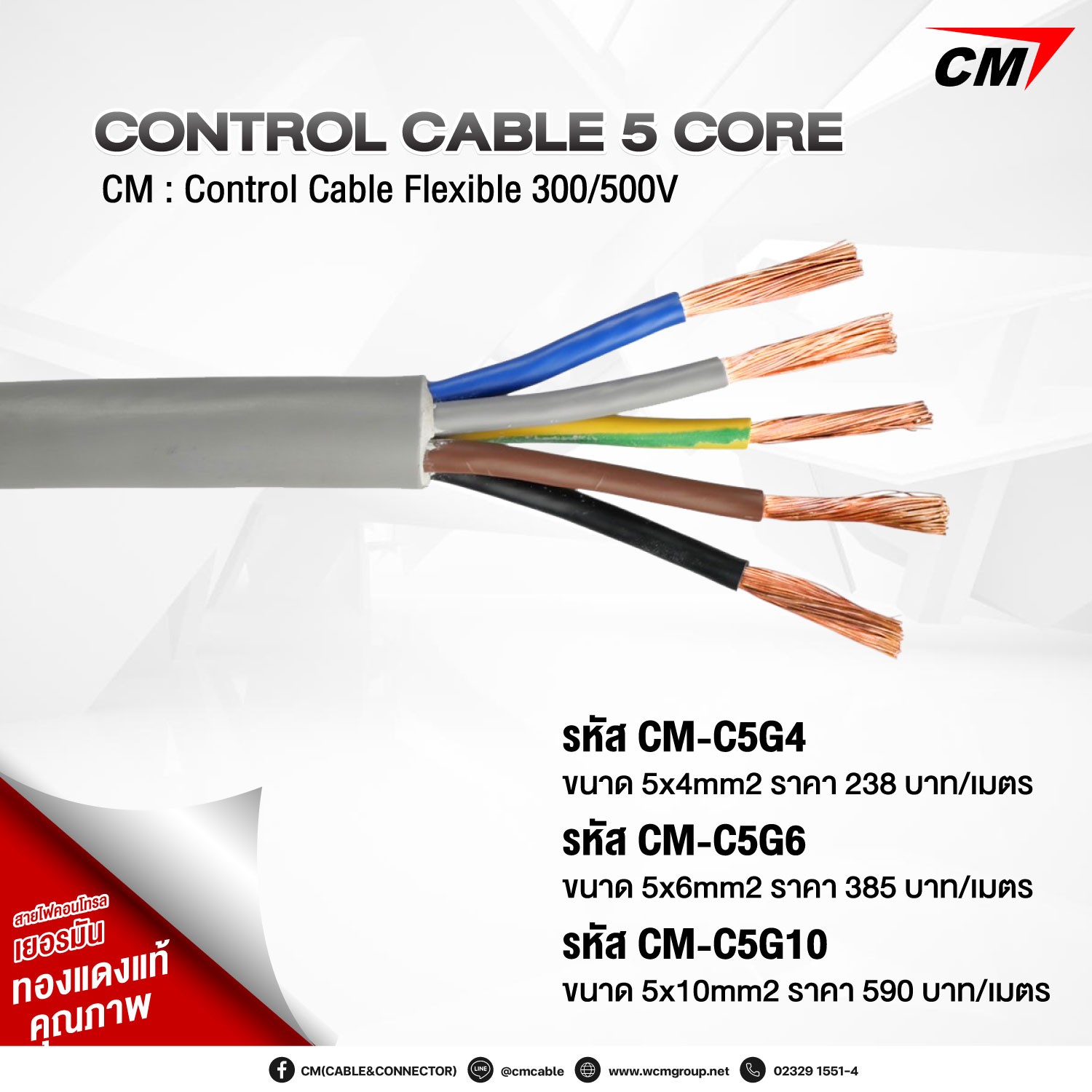 CM : Control Cable Flexible 300/500V 5 Core