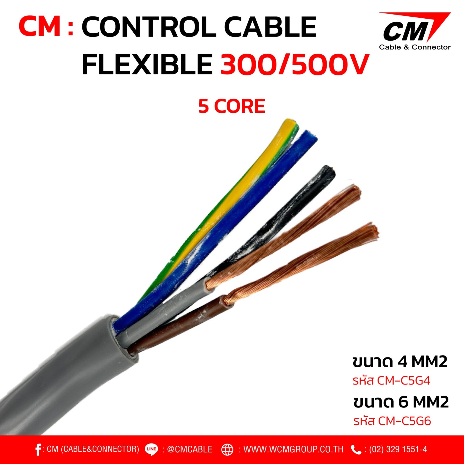 CM : Control Cable Flexible 300/500V 5 Core