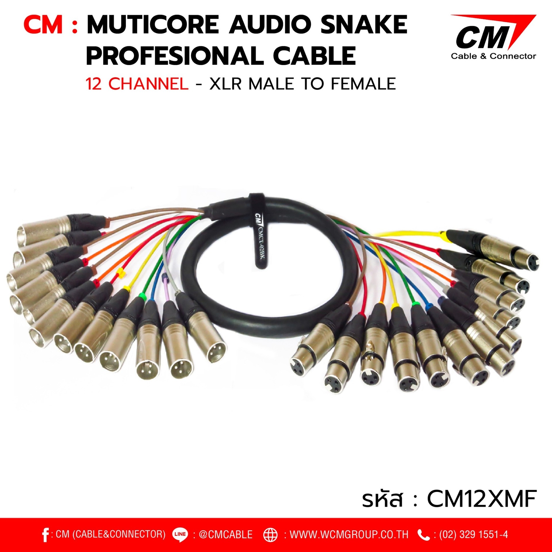 CM : Multicore Audio Snake Professional Cable, 12 Channel - XLR Male to ...