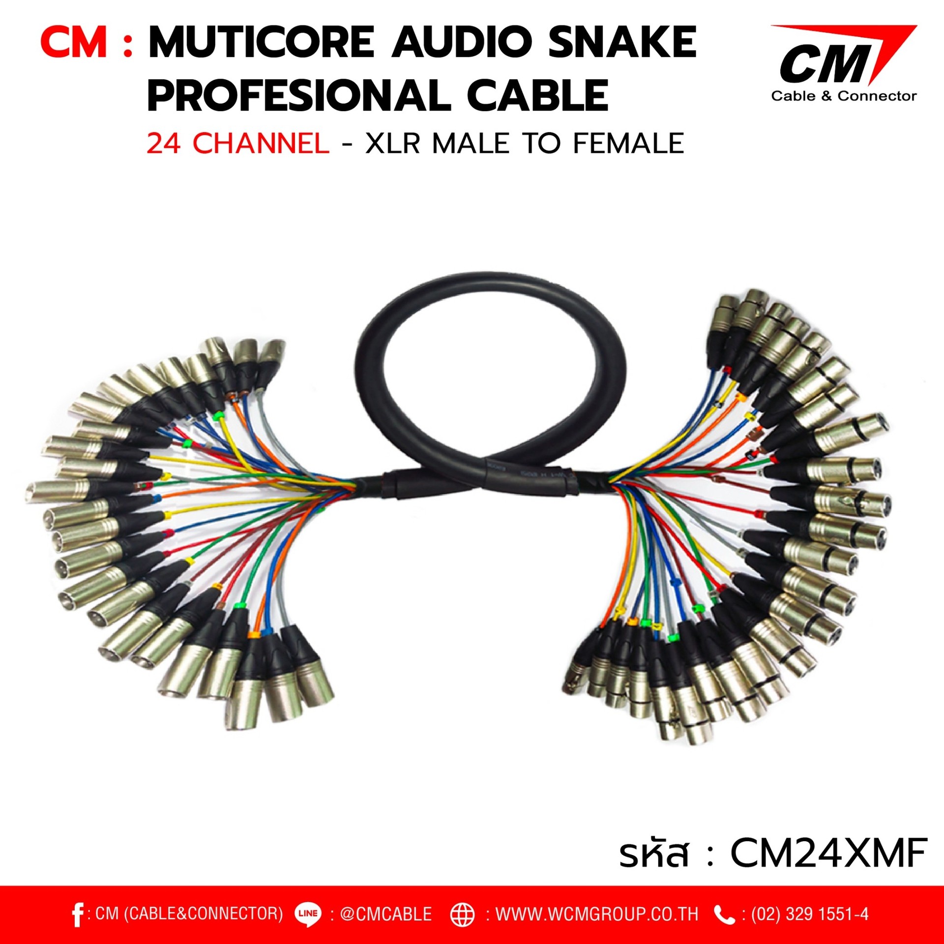 CM : Multicore Audio Snake Professional Cable, 24 Channel - XLR Male to ...