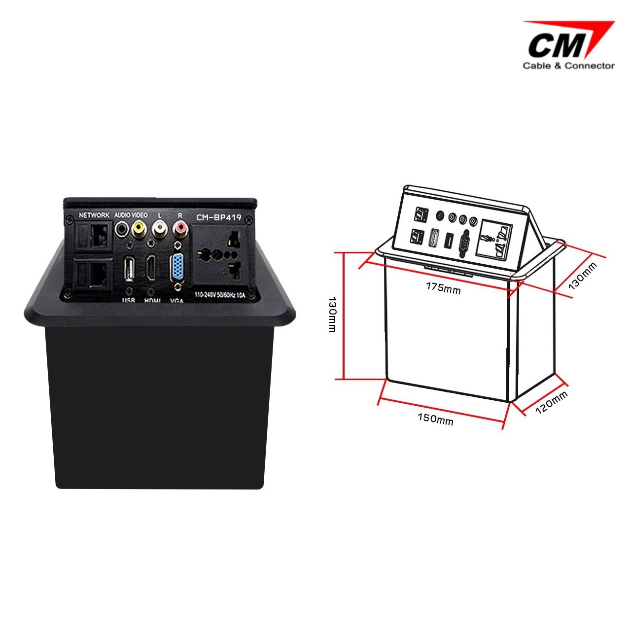 CM : Audio Video Inlet / outlet Pop Up Floorbox With HD MI Cable 20 cm ...