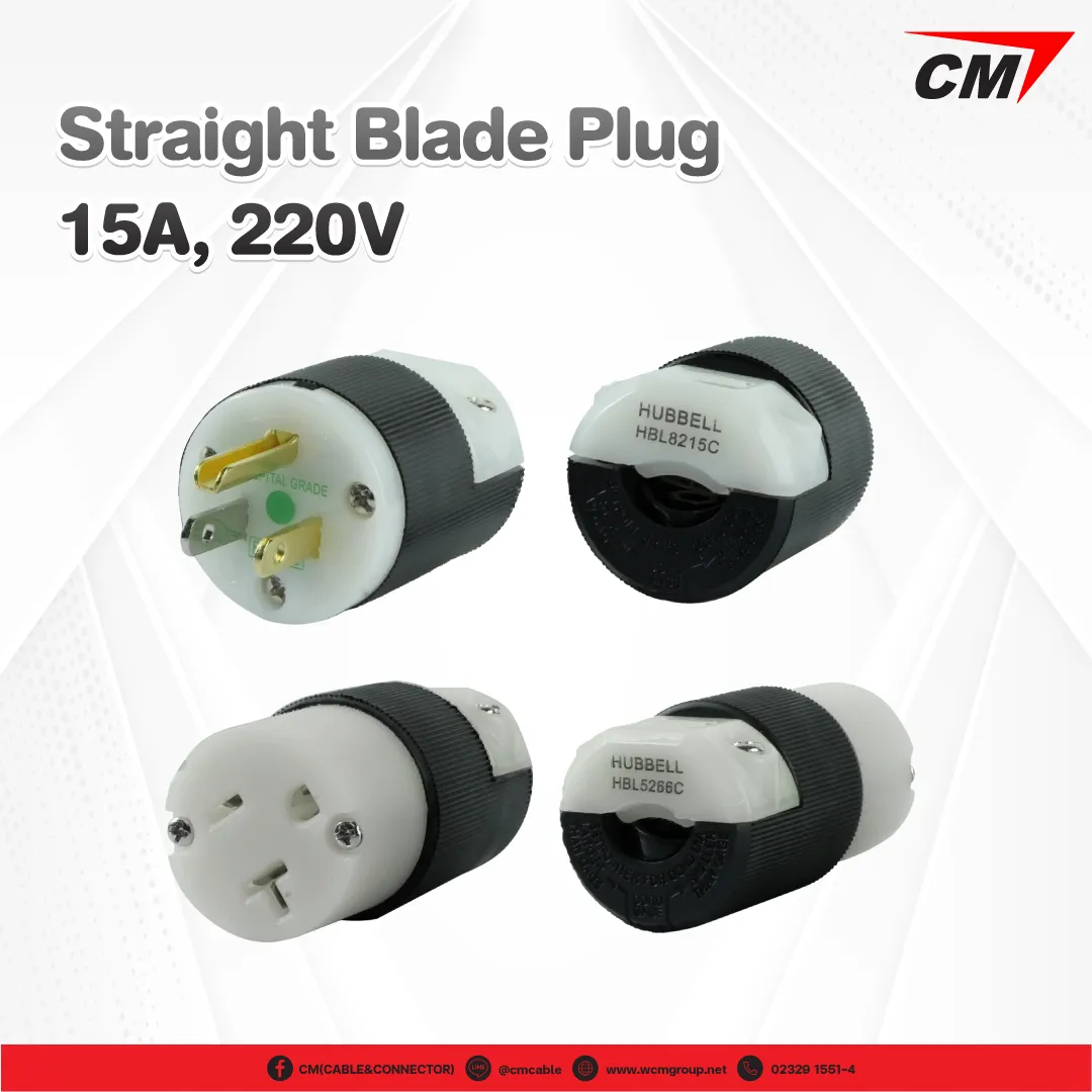 HUBBELL : Plug 15A ,220V 2P 3W.