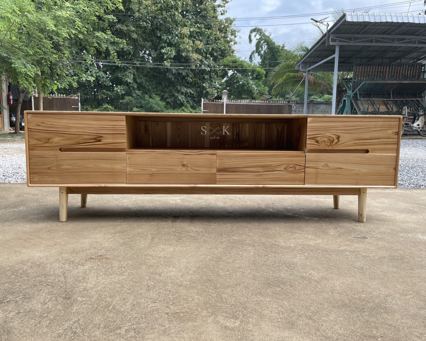 CA174 ไซด์บอร์ดบานเปิด 2 ลิ้นชัก ขากลม